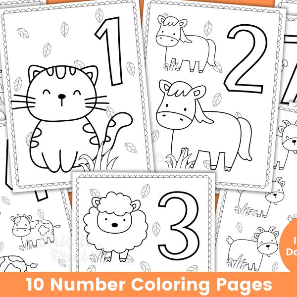 Preschool Number Coloring Pages - Etsy
