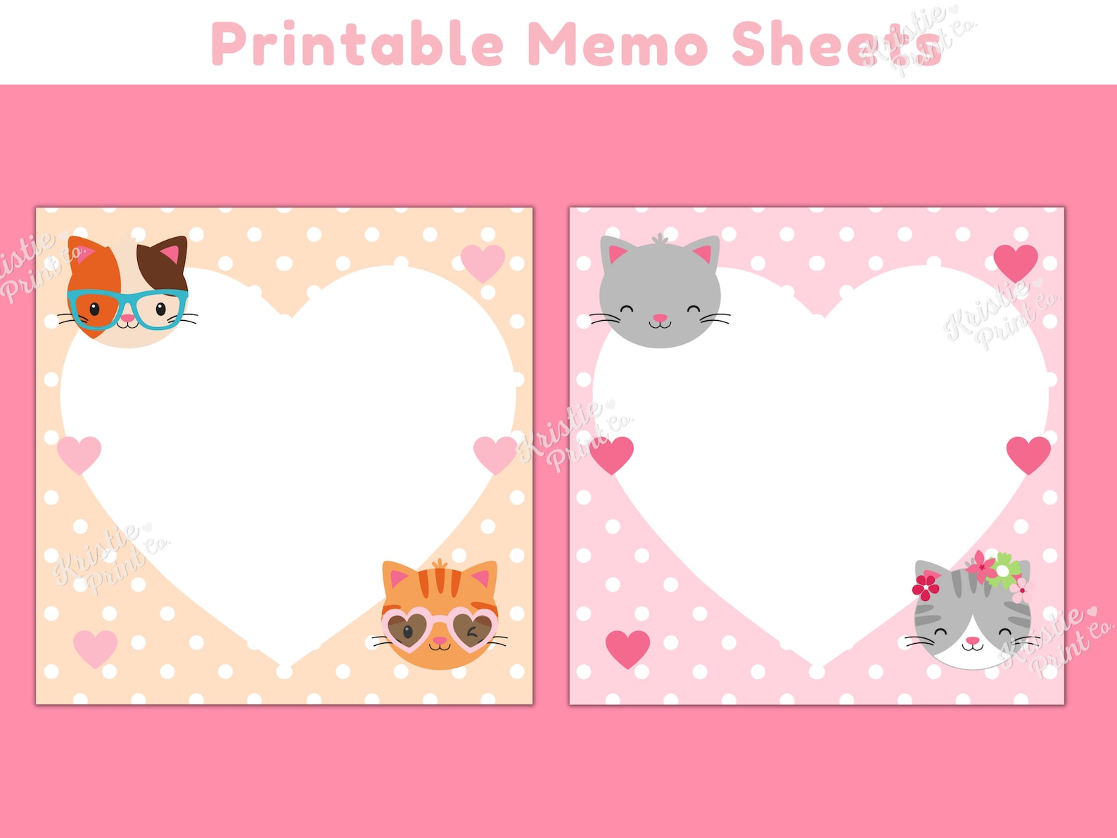 Printable Memo Pad PDF Cat Memo Cute Printable Notepad - Etsy