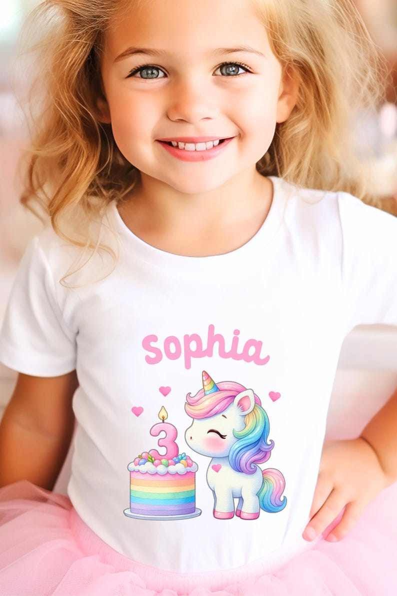 Unicorn 3rd Birthday Shirt 3 Year Old Girl Birthday Shirt Unicorn Party ...