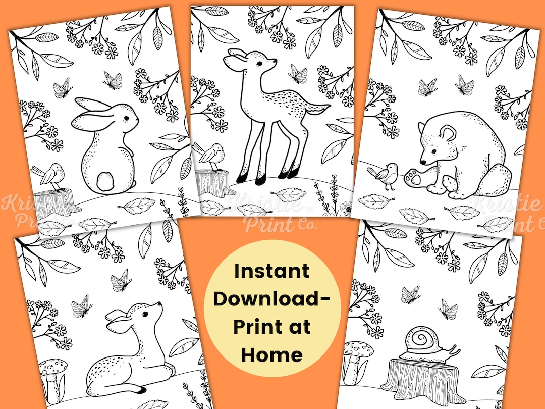 Woodland Coloring Pages for Kids, Kids Party Games, Woodland Birthday ...