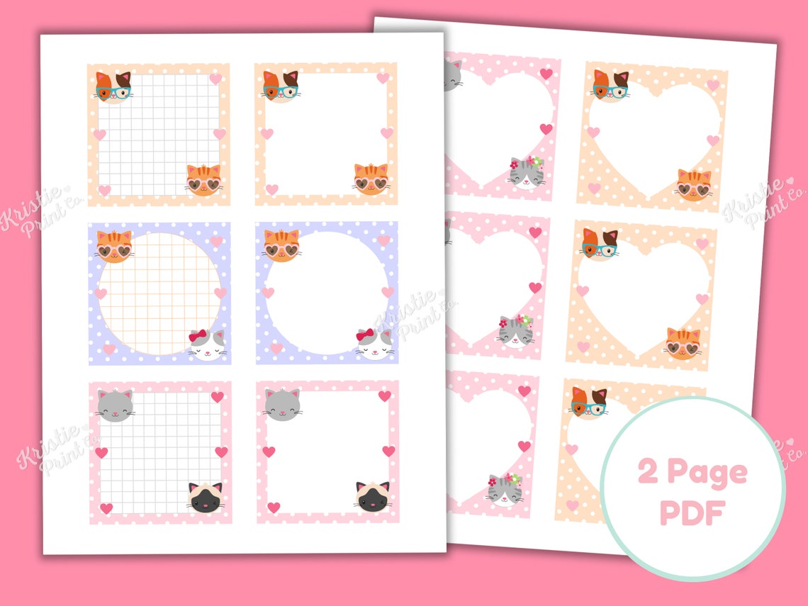 Printable Memo Pad PDF, Cat Memo, Cute Printable Notepad, Kawaii ...