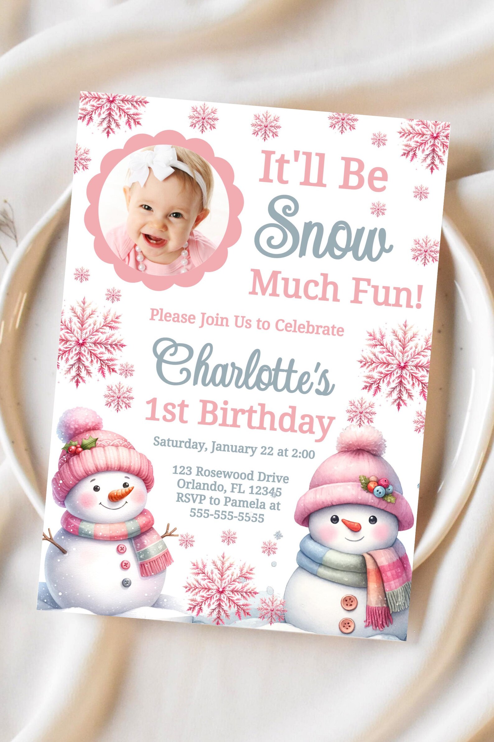 Snowman Birthday Invitation Snowman First Birthday Invitation Winter ...