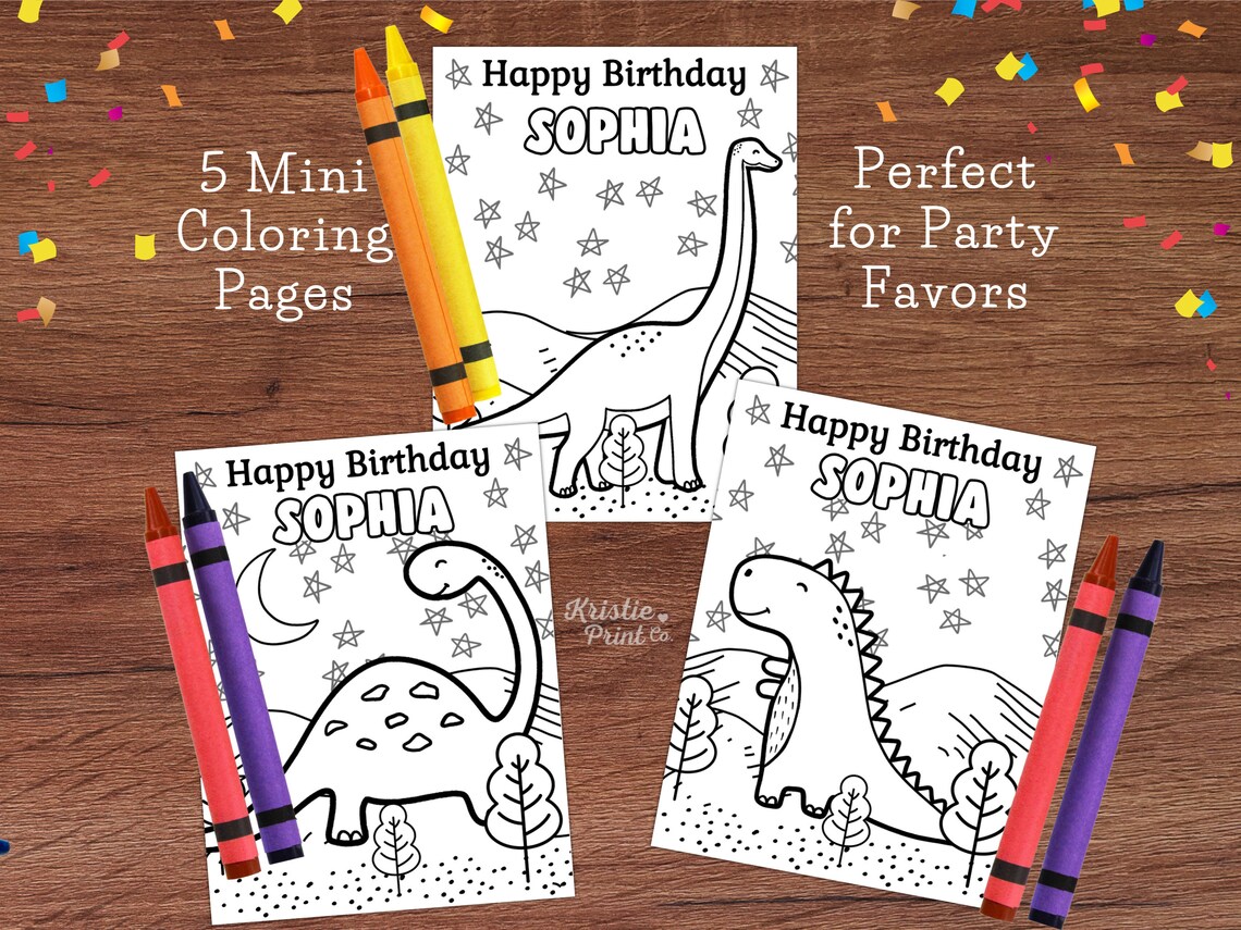 Dinosaur Birthday Theme Personalized Coloring Page Editable Dinosaur ...
