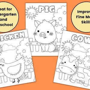 Farm Animal Coloring Pages for Kids, Farm Activity Sheet, Farm Birthday ...