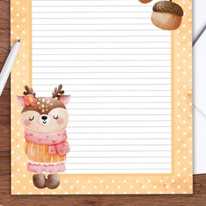 Fall Lined Paper, Fall Stationery Set, Digital Stationery, Autumn ...