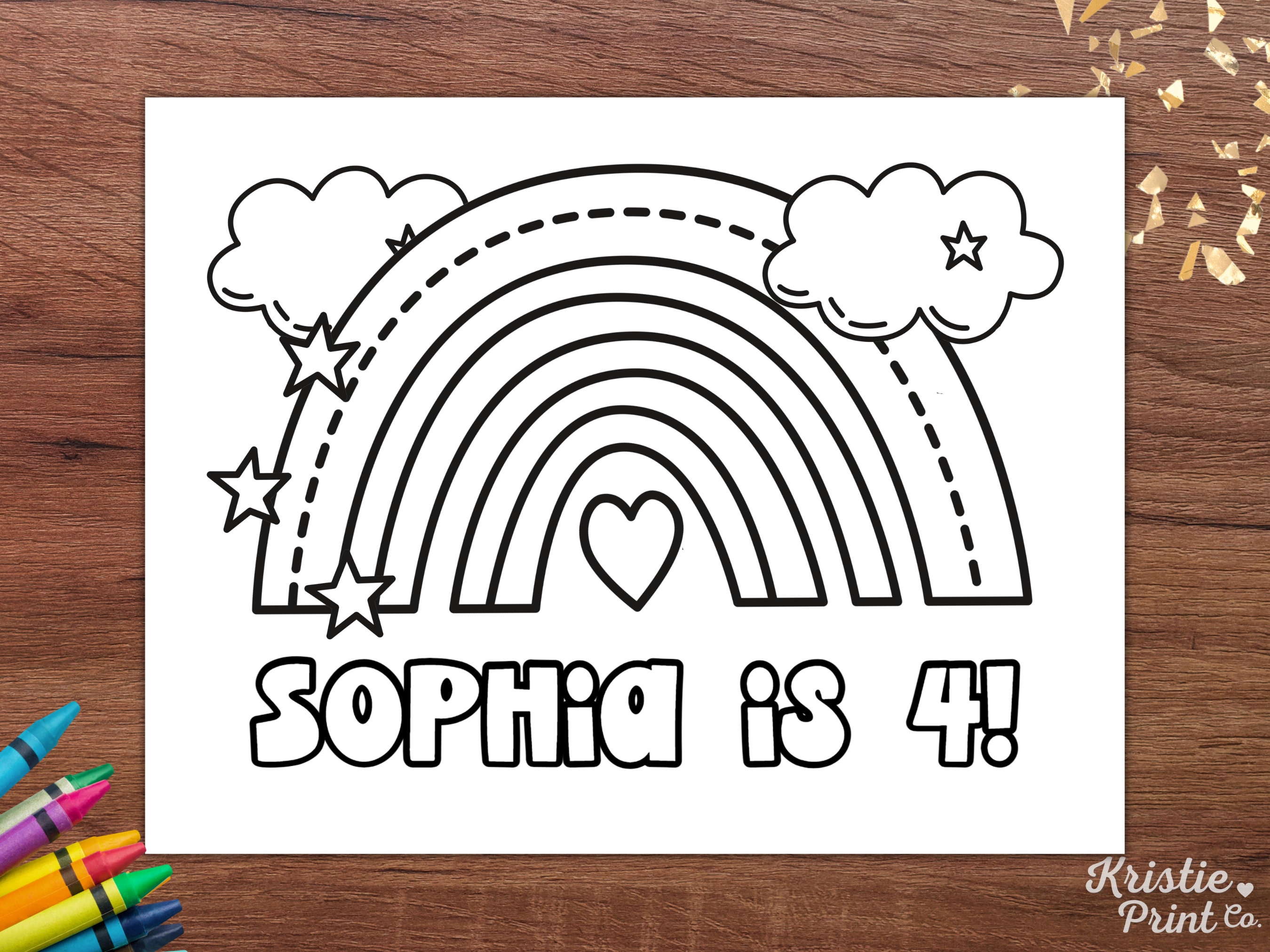 Happy Birthday Coloring Page Editable, Rainbow Birthday Party Coloring ...