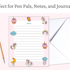 Kawaii Stationery Printable Cute Stationery Paper Unicorn - Etsy