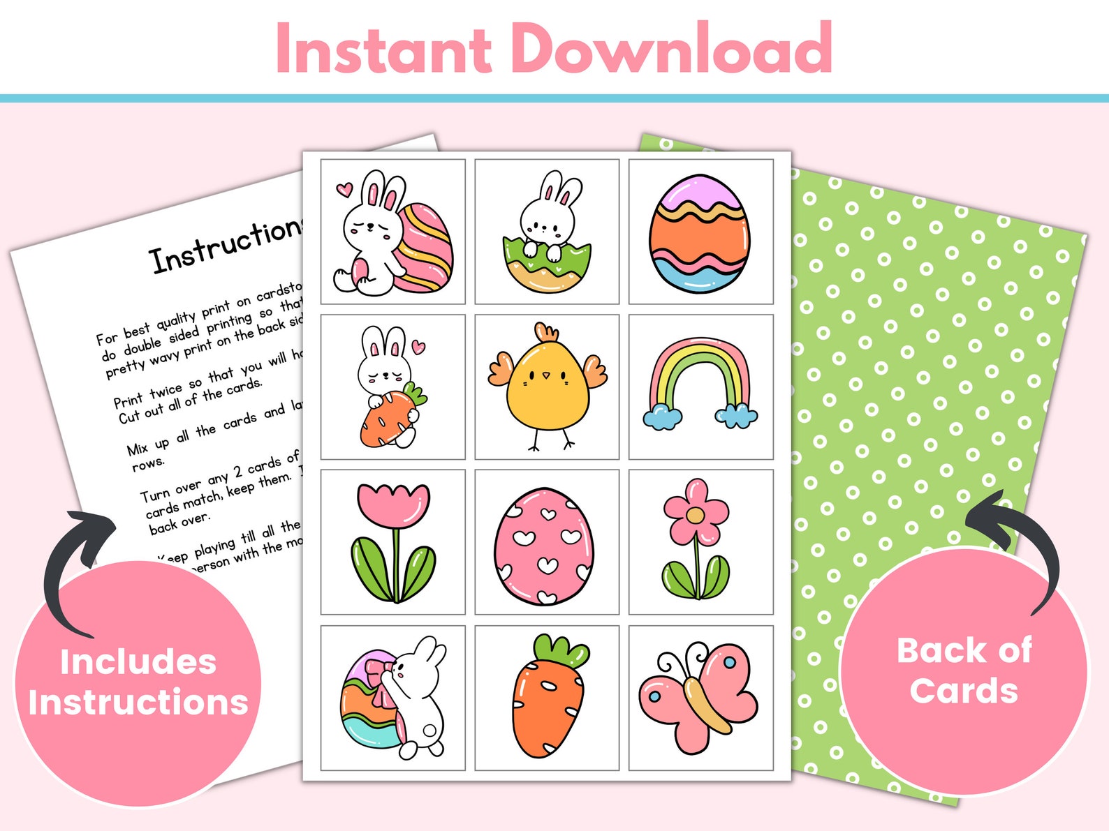 Memory Game Printable, Easter Game Printables, Matching Card Game ...
