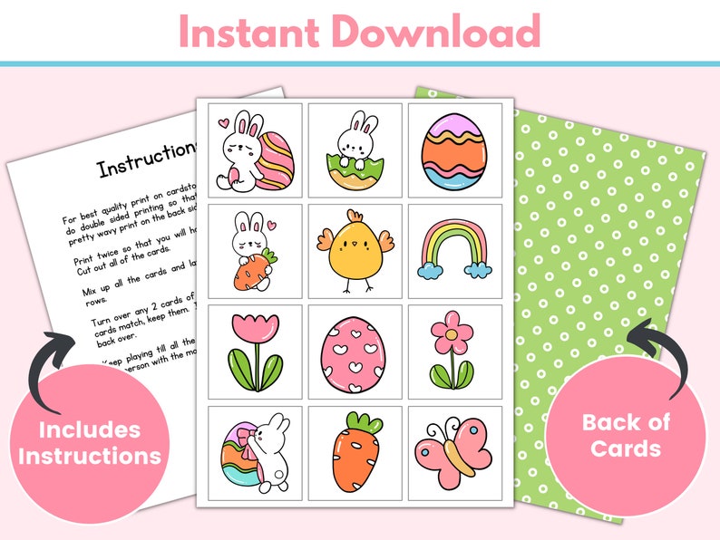 Memory Game Printable, Easter Game Printables, Matching Card Game ...