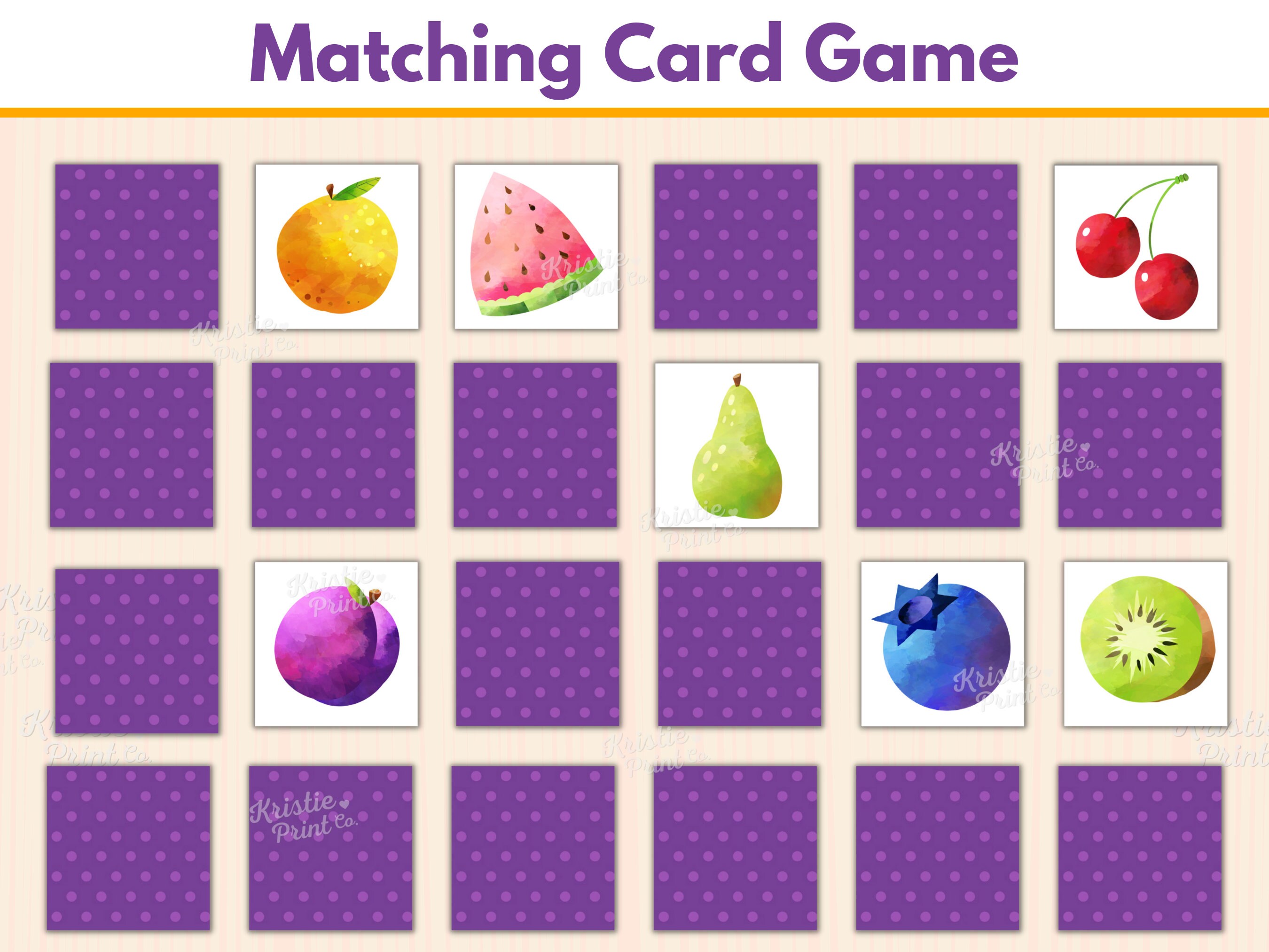 Fruit Matching Game Printable Matching Card Game Memory Game Fruit Matching Game Printable Matching Card Game Memory Game