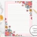 Floral Stationery Printable, Floral Lined Paper, Printable Stationery ...
