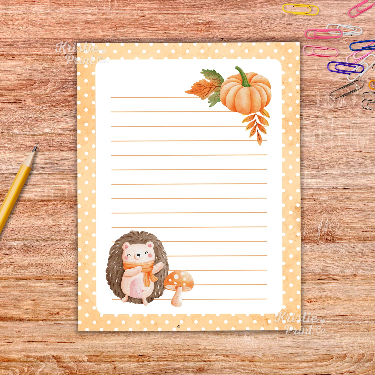 Fall Stationery Set, Stationery for Kids, Stationery Printable, Autumn ...