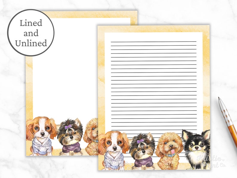 Dog Stationery, Puppy Stationary, Animal Stationery, Printable ...