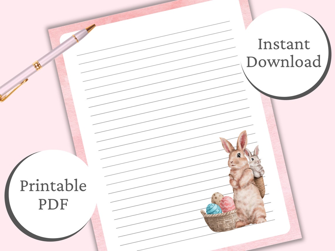 Easter Bunny Stationery, Cute Letter Writing Paper, Cottage Core ...