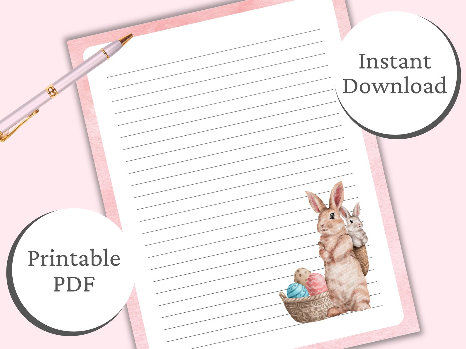 Easter Bunny Stationery, Cute Letter Writing Paper, Cottage Core ...