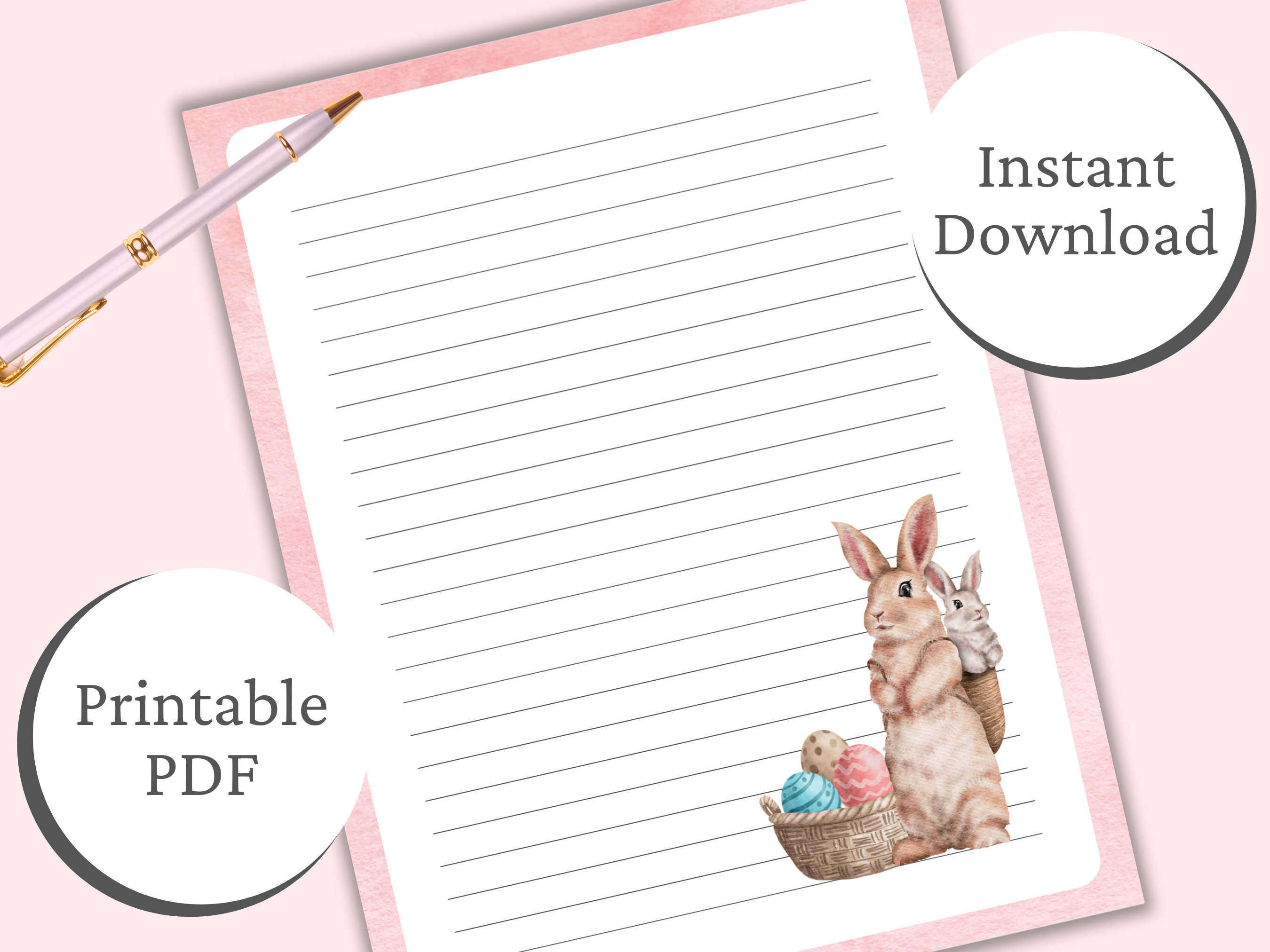 Easter Bunny Stationery, Cute Letter Writing Paper, Cottage Core ...