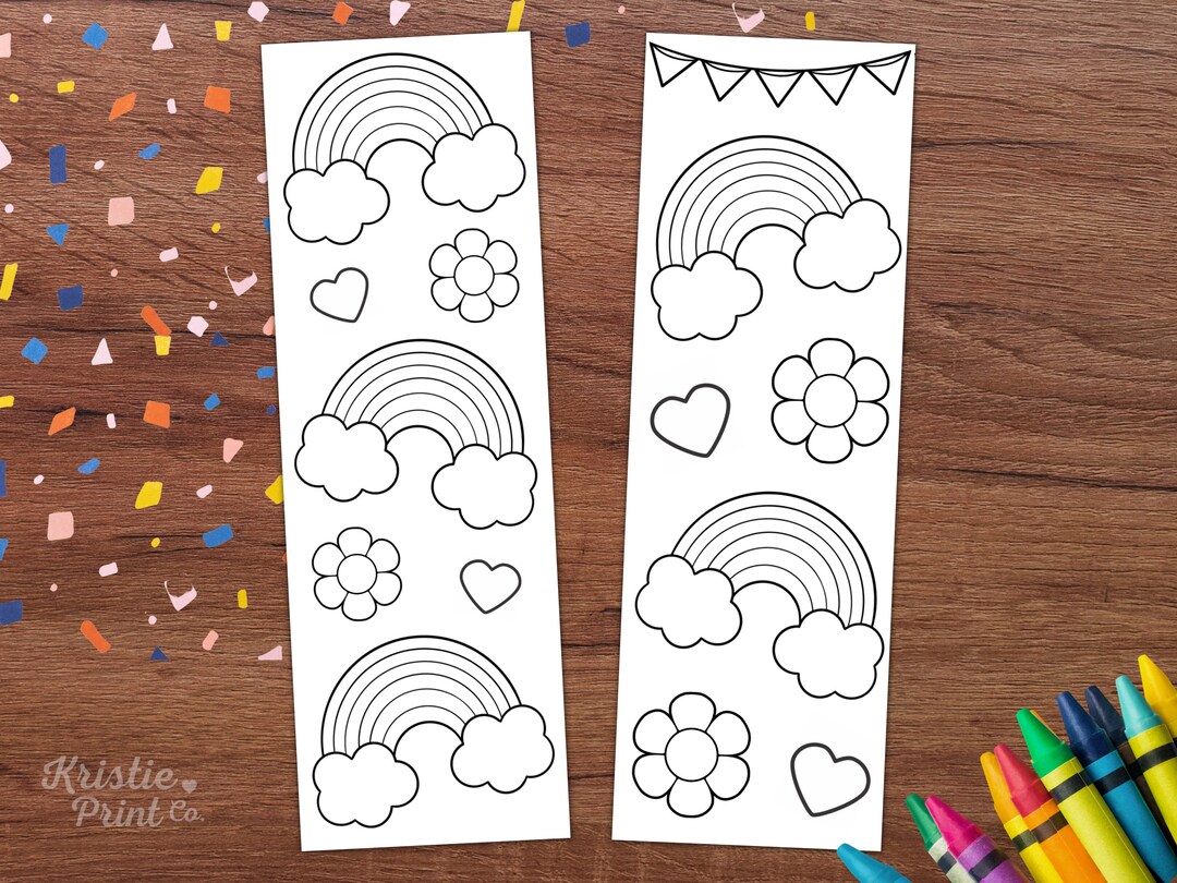 Printable Bookmarks to Color Groovy Birthday Favors Rainbow Coloring ...