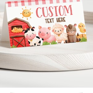 Farm Birthday Food Label Barnyard Birthday Food Tent Card Farm Animal ...