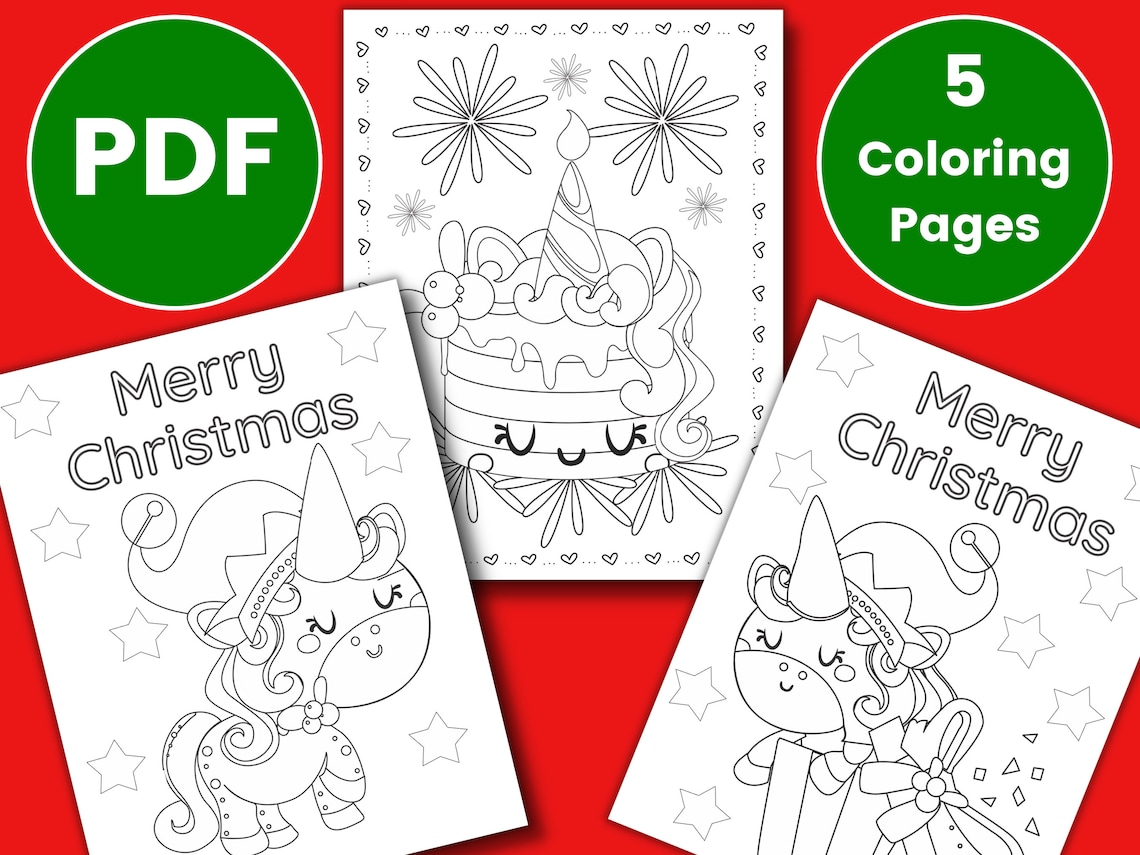 Christmas Unicorn Coloring Pages for Kids, Coloring Pages Printable ...