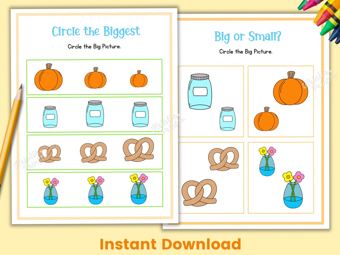 Big Small Worksheets, Learning Sizes Printable, Preschool Worksheets ...