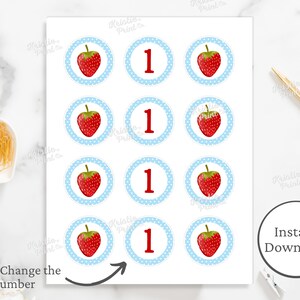 Strawberry Cupcake Toppers Table Centerpiece Birthday Party Decoration ...