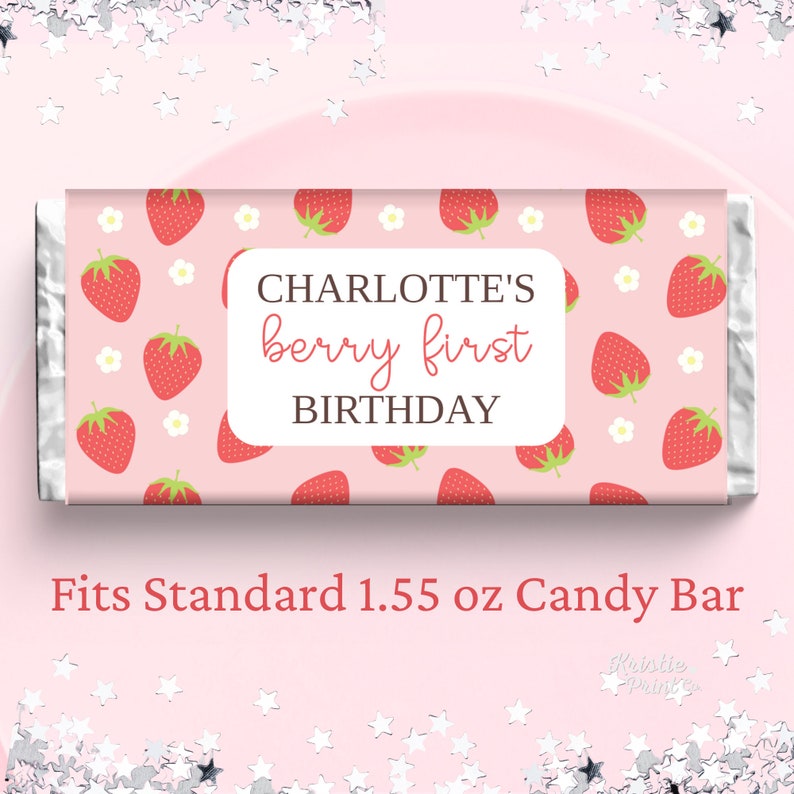 My Berry First Birthday Favors Girl Candy Bar Wrappers for - Etsy