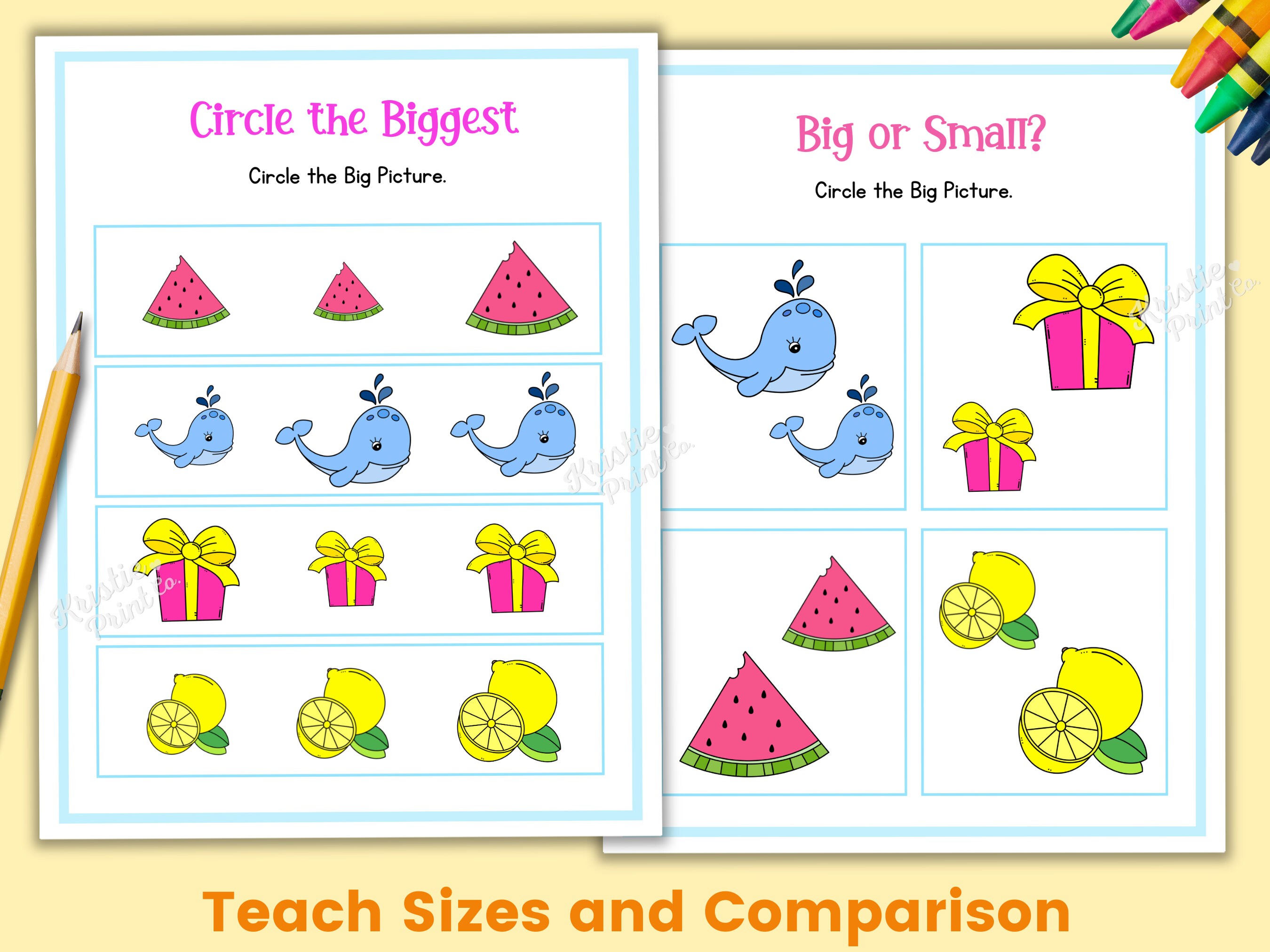Big Small Worksheets, Learning Sizes Printable, Preschool Worksheets ...