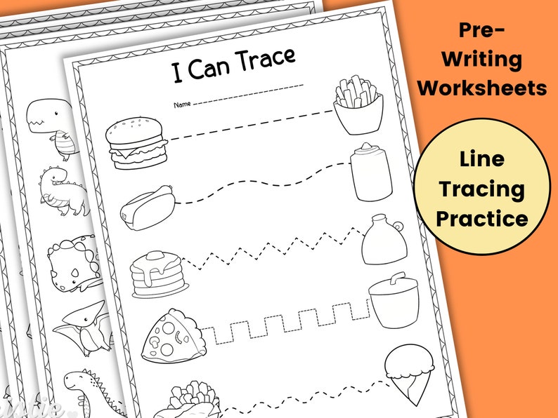 Pre Writing Worksheet, Trace the Lines, Preschool Worksheet, Pre-k ...