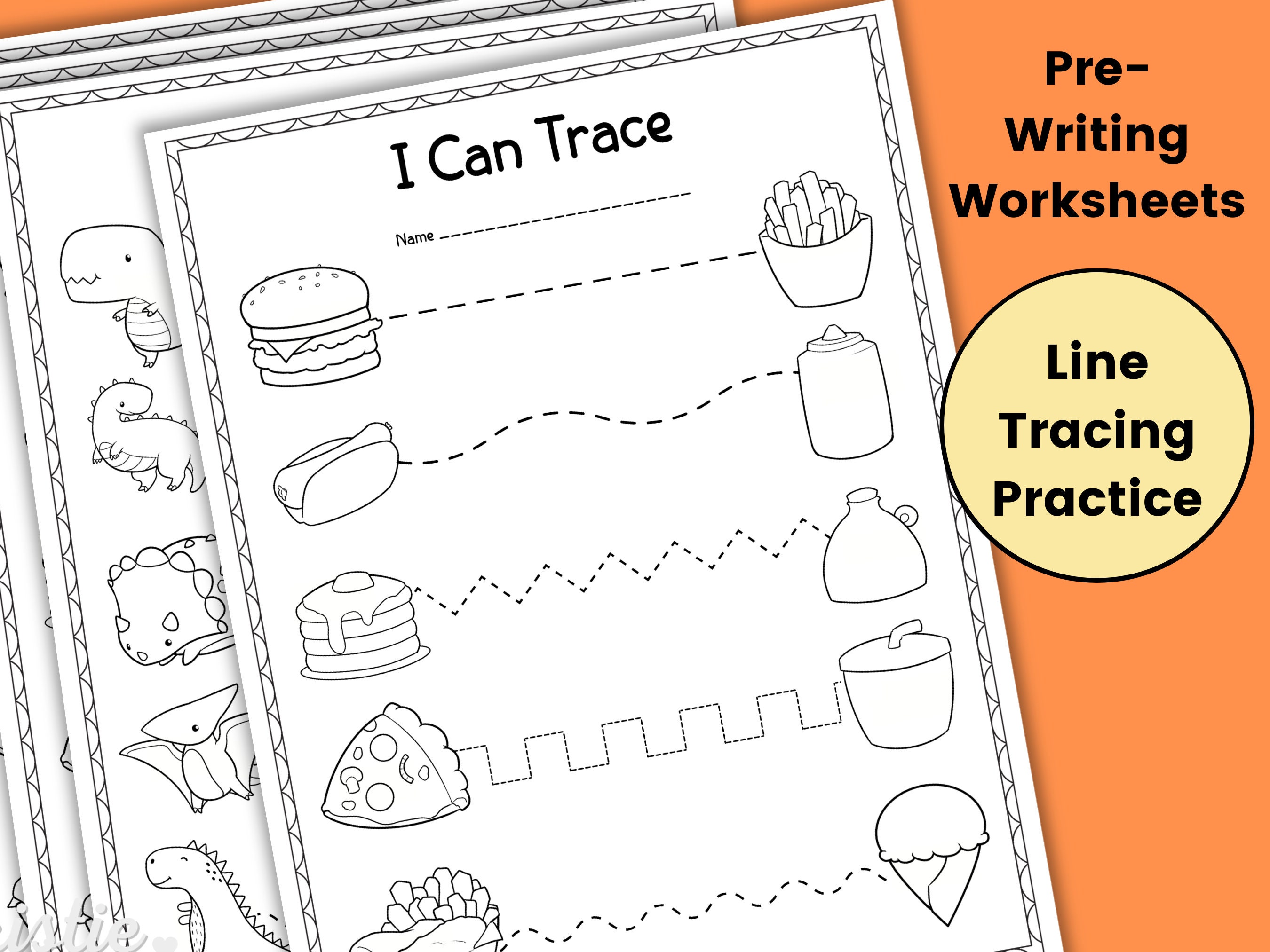 Pre Writing Worksheet, Trace the Lines, Preschool Worksheet, Pre-k ...