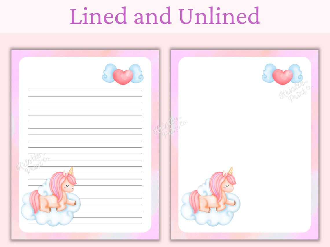 Unicorn Stationery Set Printable Unicorn Stationery Digital - Etsy