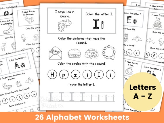 Preschool and Kindergarten Alphabet Worksheets Uppercase and - Etsy