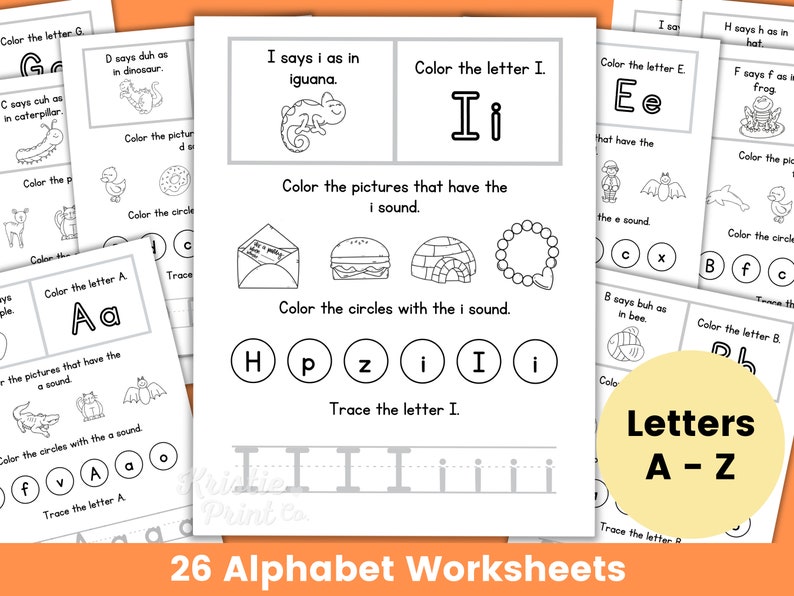 Preschool and Kindergarten Alphabet Worksheets, Uppercase and Lowercase ...