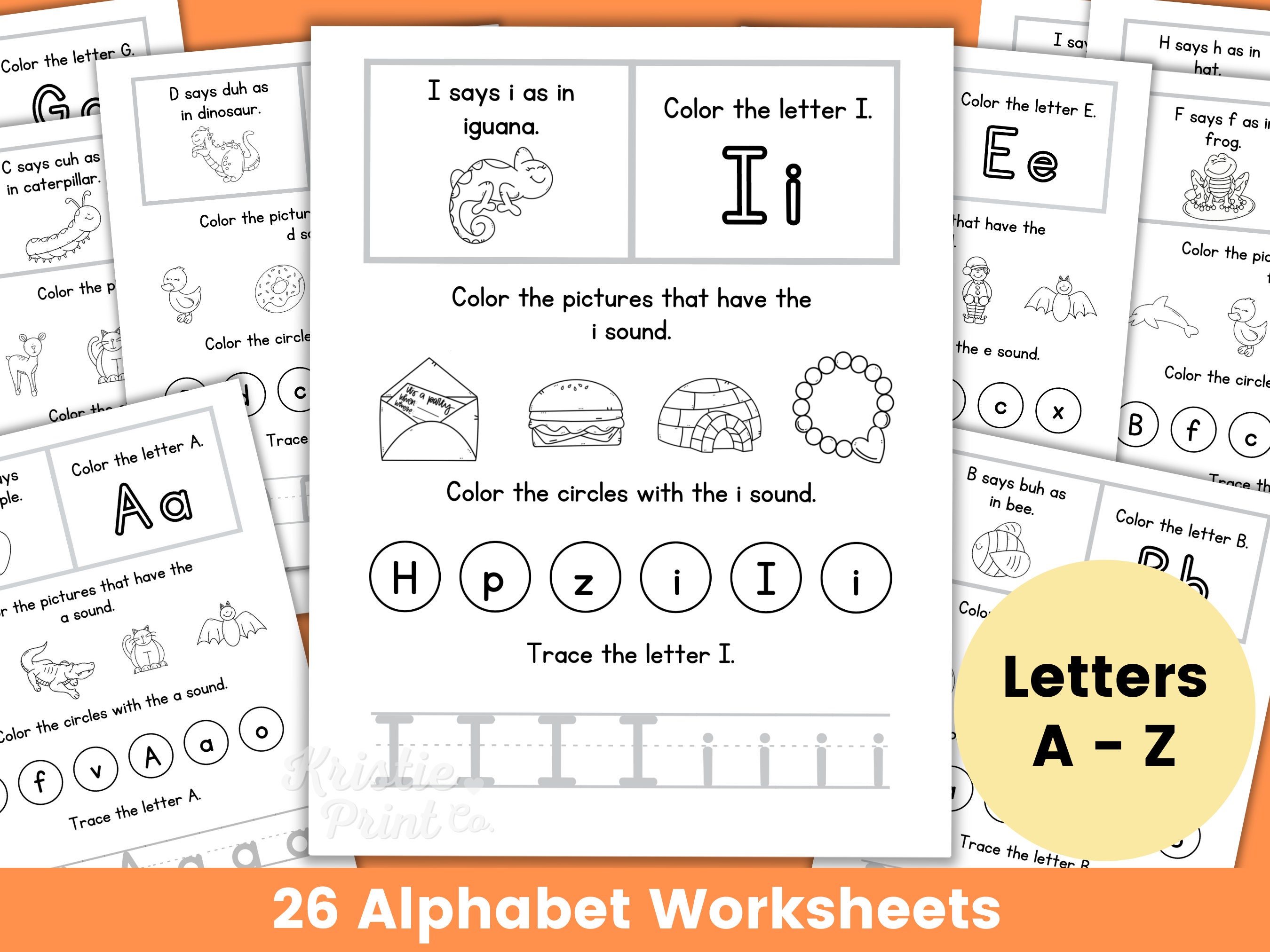 Preschool and Kindergarten Alphabet Worksheets, Uppercase and Lowercase ...