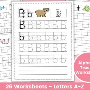 26 Letter Tracing Worksheets, Handwriting Practice Worksheets for Kids ...