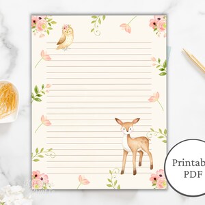 Woodland Stationary, Digital Note Paper, Download, Writing Paper, Deer ...