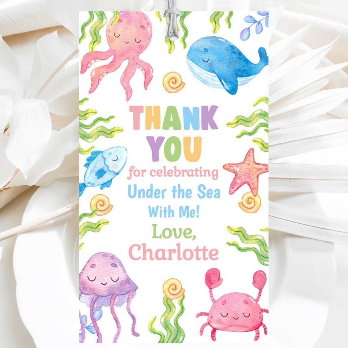 Oneder the Sea Thank You Tags Under the Sea Party Printable Favor Tags ...