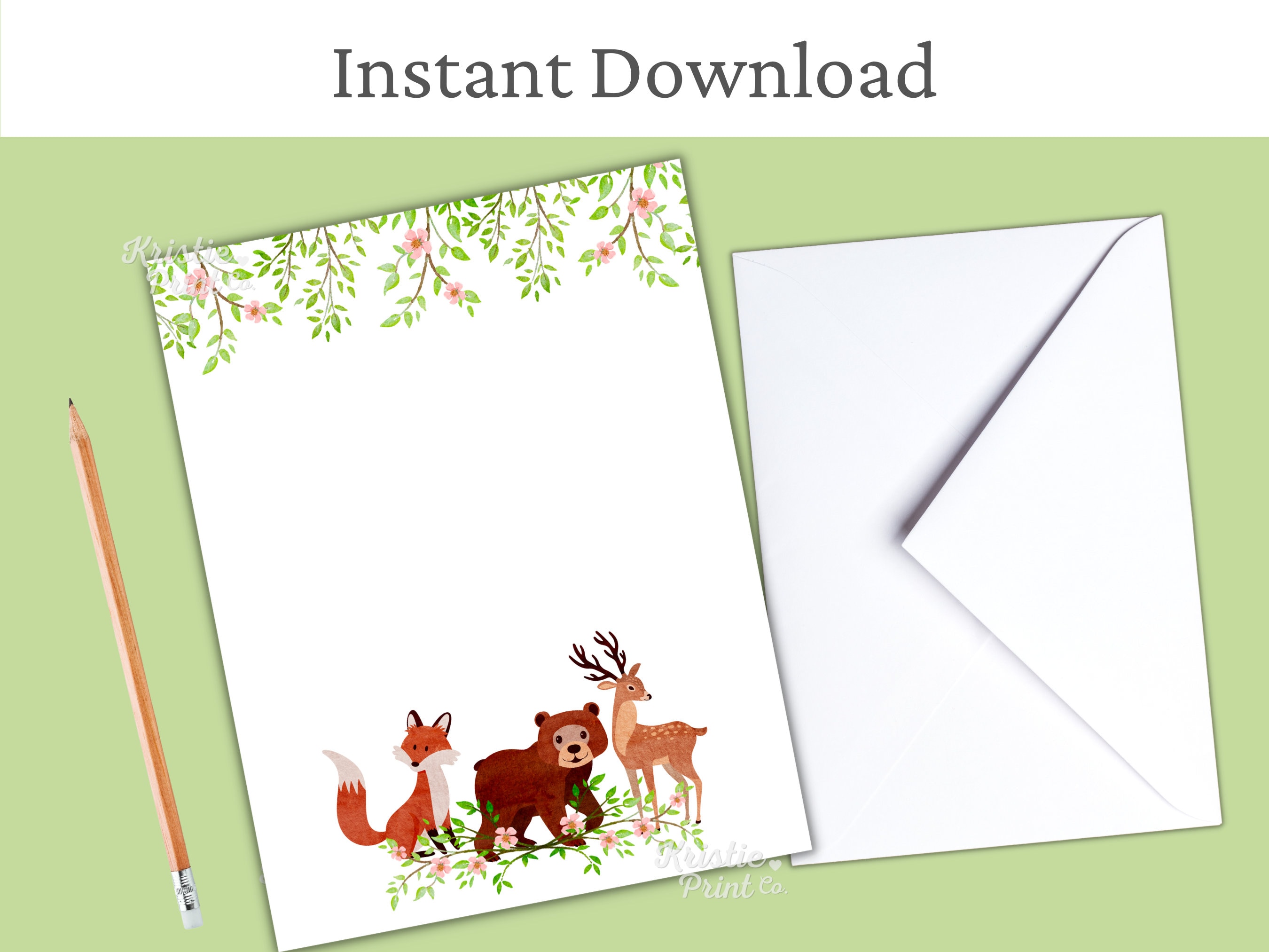 Woodland Writing Paper, Forest Animals Writing Paper Printable ...