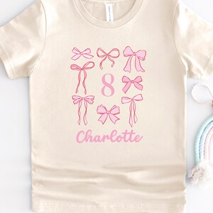 Bow Birthday Shirt Girls Personalized Shirt Coquette Birthday T-shirt ...