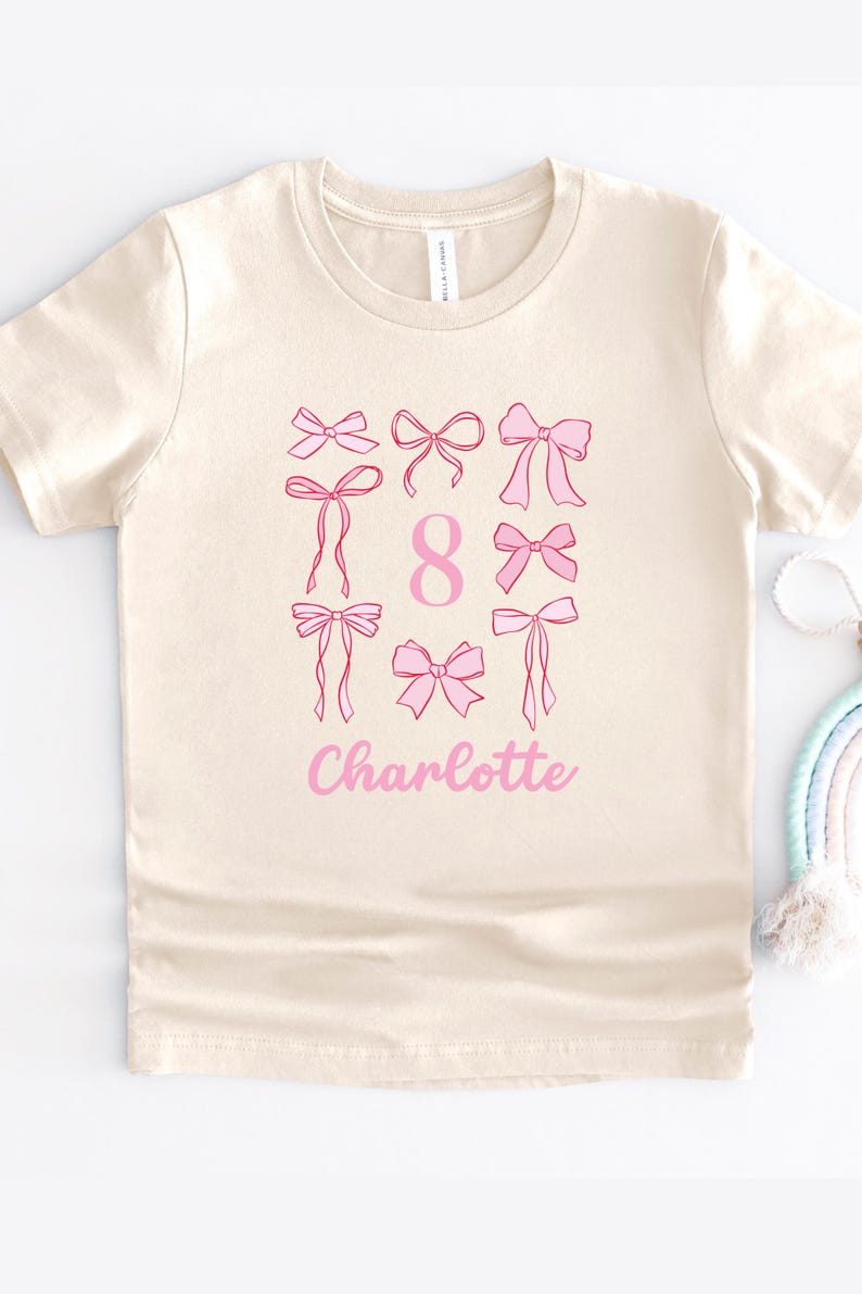 Bow Birthday Shirt Girls Personalized Shirt Coquette Birthday T-shirt ...