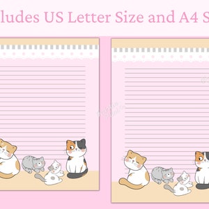 Cat Stationery Printable, Kawaii Stationery Printable, Printable Kawaii ...