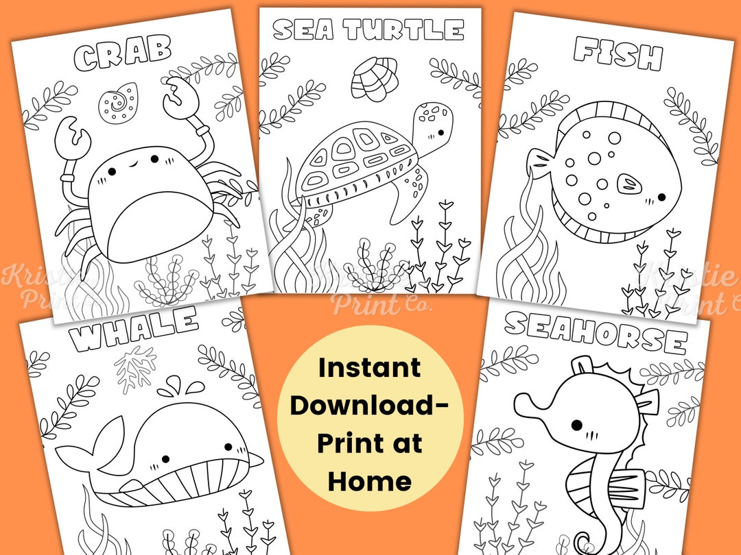 Sea Animal Coloring Pages for Kids, Kids Party Games, Under the Sea ...