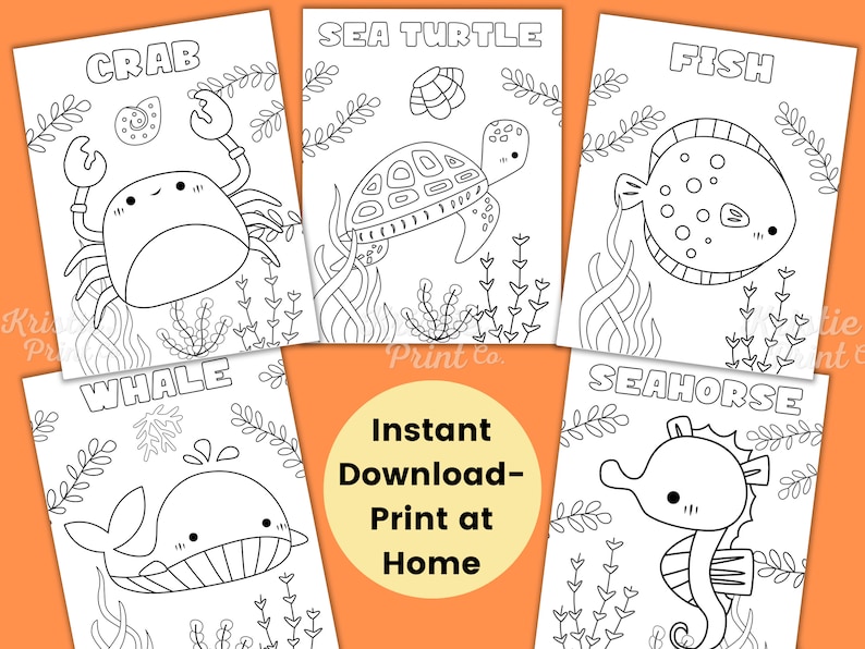 Sea Animal Coloring Pages for Kids, Kids Party Games, Under the Sea ...