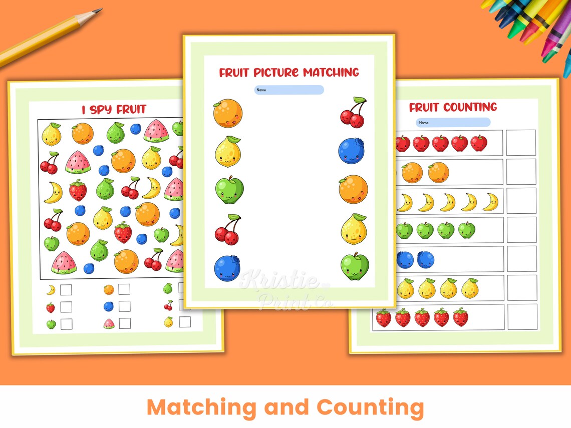 Fruit Worksheets for Kids, Fruit Preschool Worksheets, Kindergarten ...