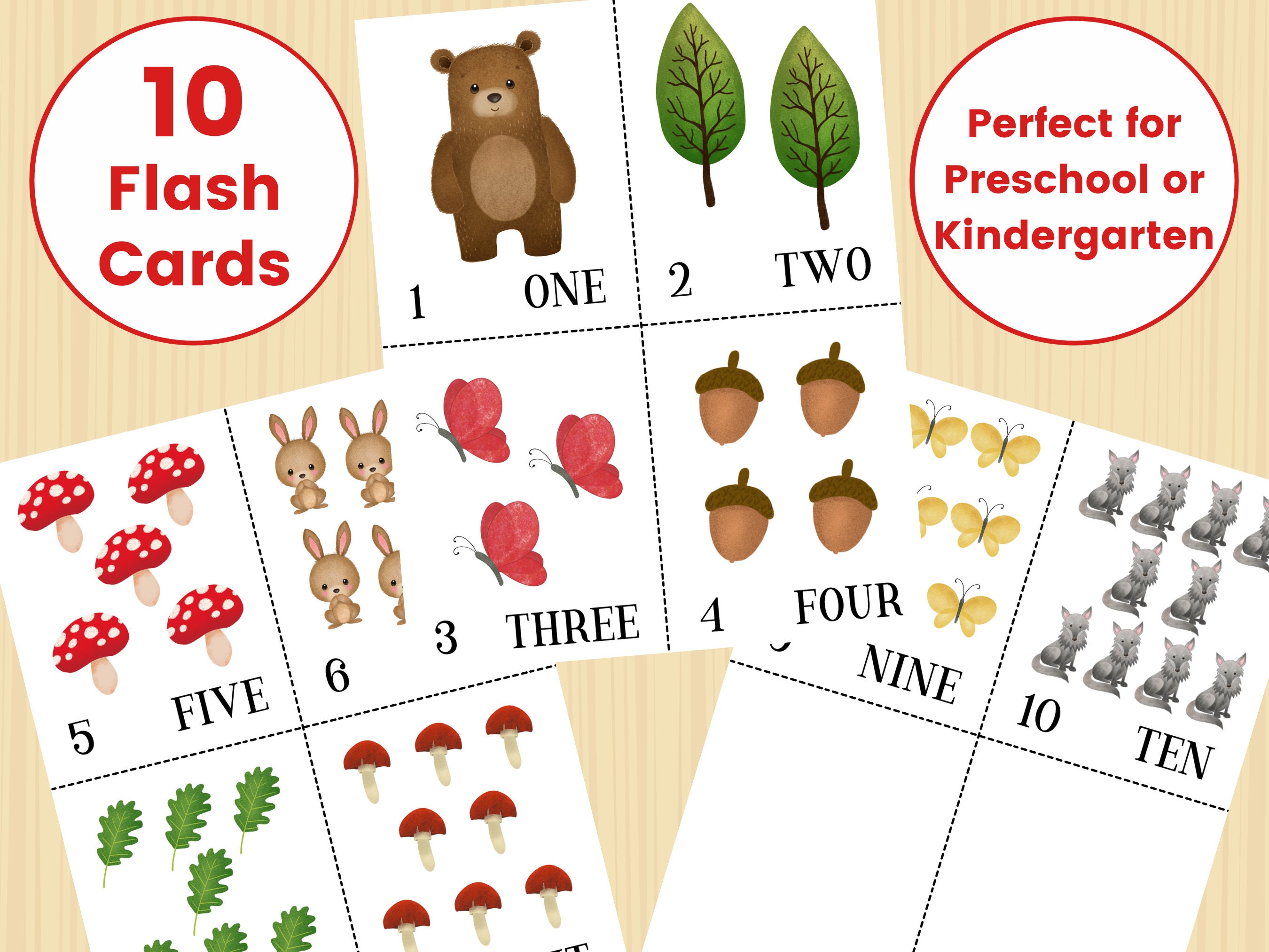 Cute Number Flash Cards, Printable Number Flash Cards 1-10, Learning ...