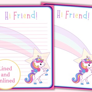 Unicorn Stationery, Letter Writing Paper, Printable Letter Writing ...