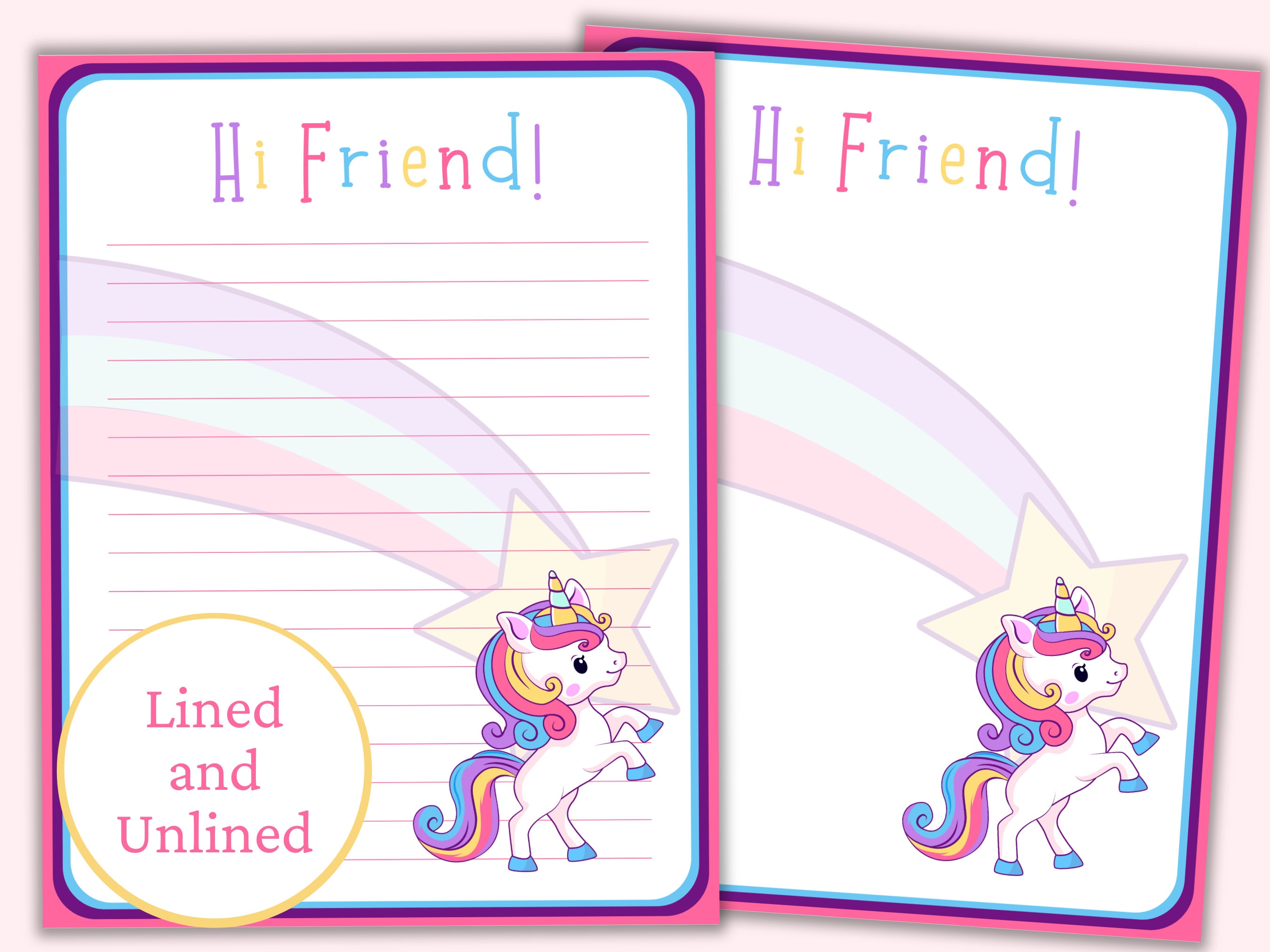 Unicorn Stationery, Letter Writing Paper, Printable Letter Writing ...