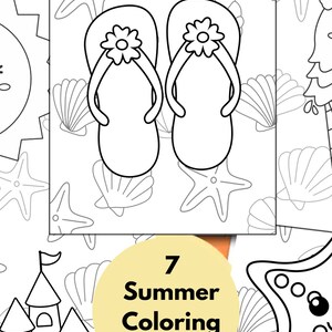 Summer Coloring Pages for Kids, Kids Party Games, Beach Birthday Favor ...