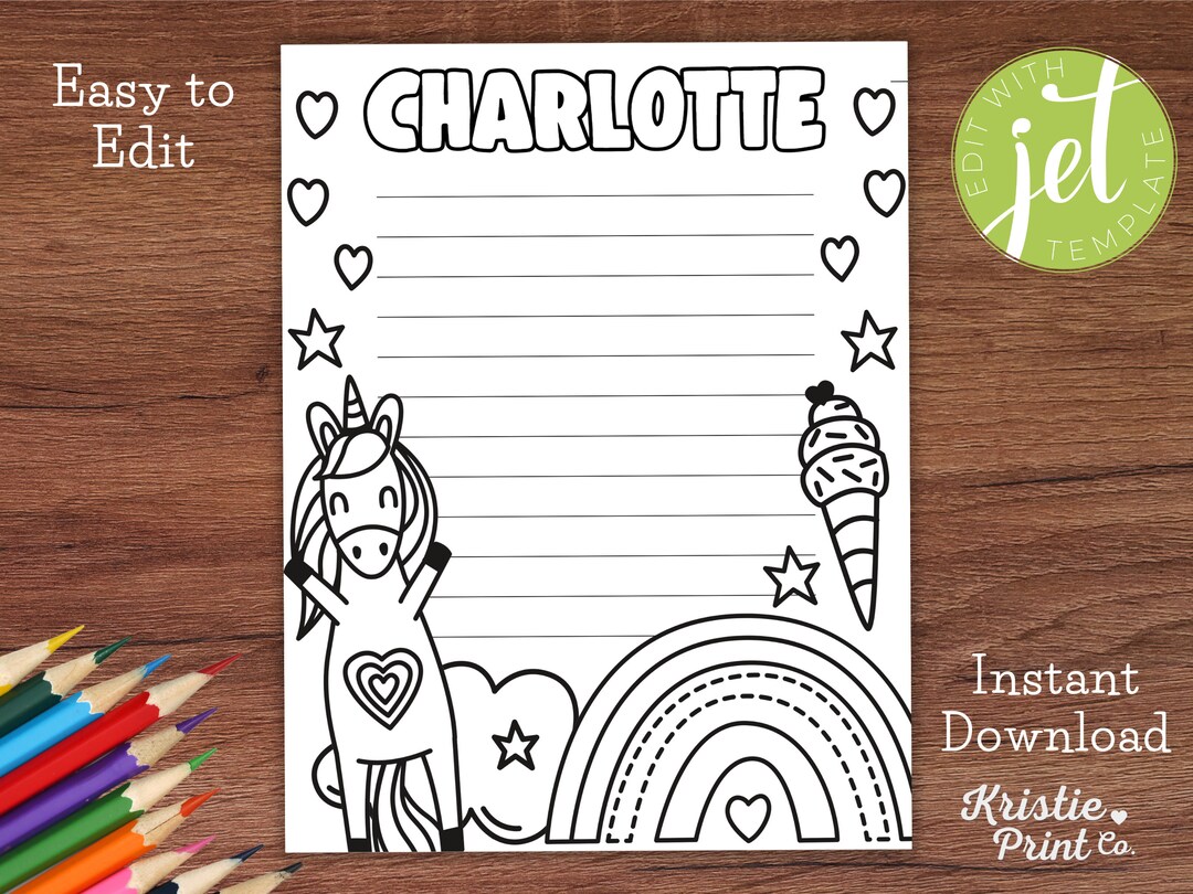 Personalized Stationery for Girls, Unicorn Stationery, Kids Stationery ...
