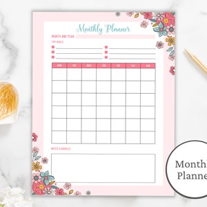 Floral Printable Planner, Daily Planner, Weekly Planner, Monthly ...