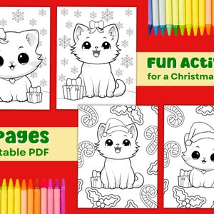 Cute Christmas Cat Coloring Pages Cat Coloring Page for Kids Party ...